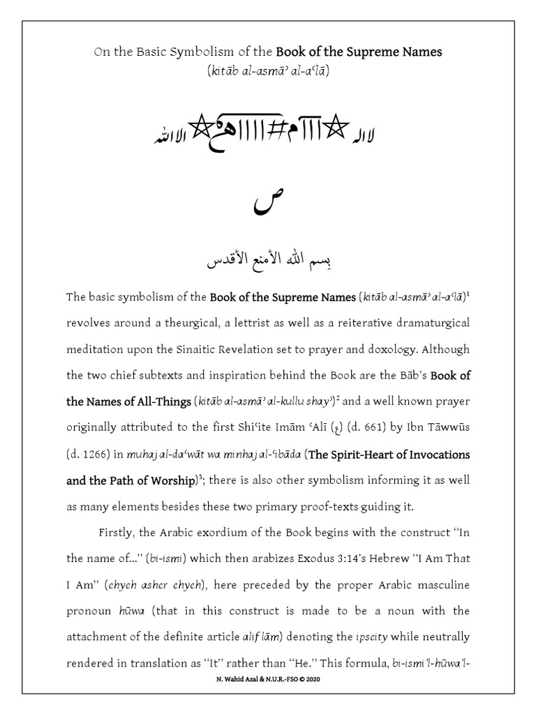 On The Basic Symbolism of The Book of The Supreme Names | PDF ...