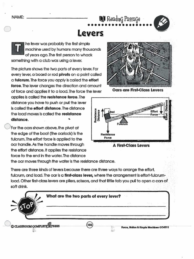 Lesson 3 Levers Answer Keys PDF | PDF