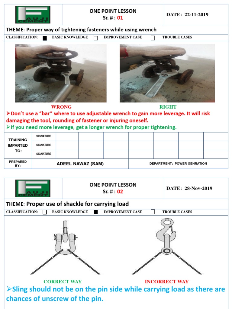 One Point Lessons | PDF | Tools | Mechanical Engineering