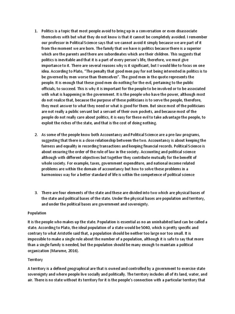 PolGov (Elements of State) Assignment 1 | PDF | Sovereignty | Sovereign State