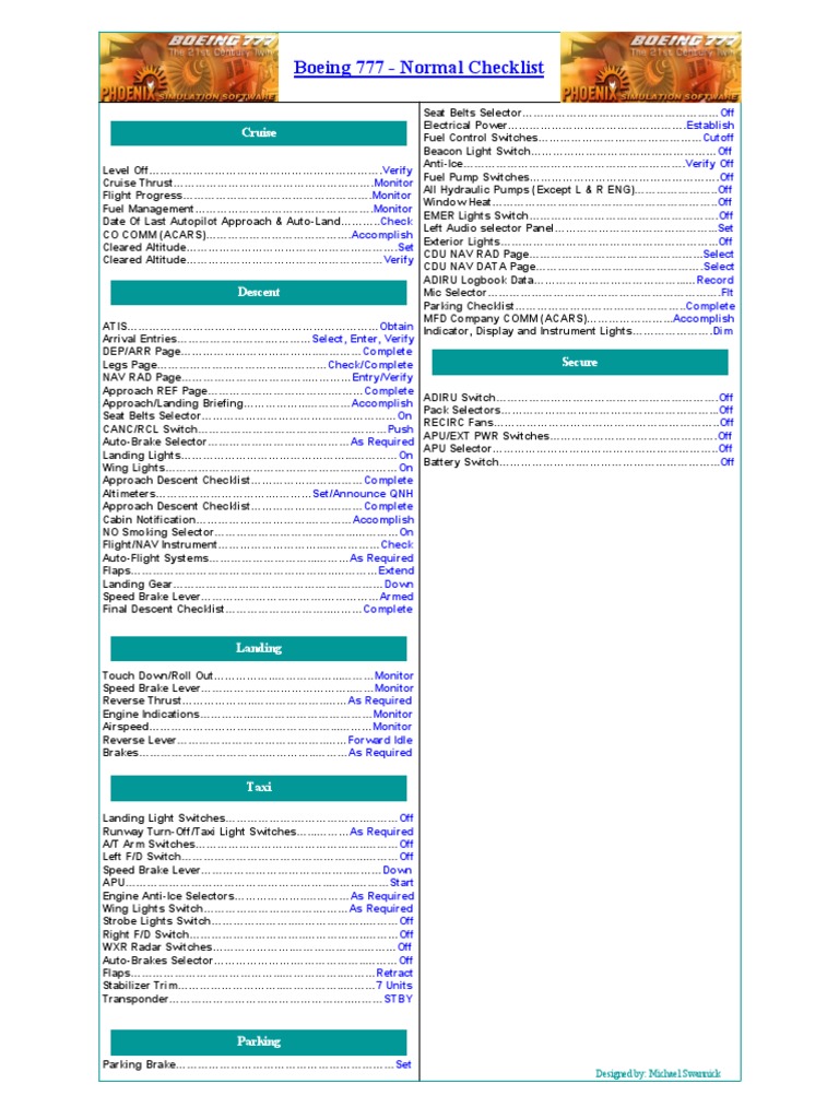 Boeing 777 Normal Checklist Page3 | PDF | Aviation | Aircraft