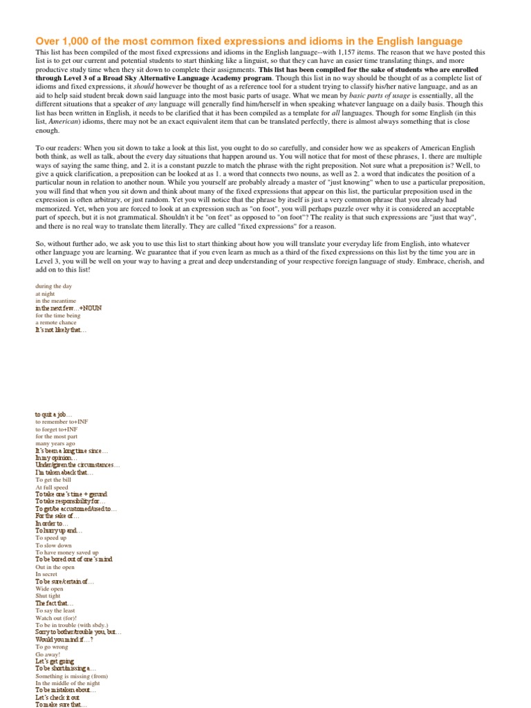 1000 Fixed Expressions | PDF | English Language | Idiom