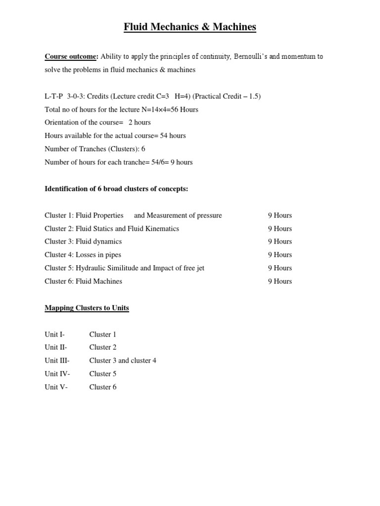Fluid Mechanics&machines - A2 - Syllabus | PDF | Fluid Dynamics | Engineering