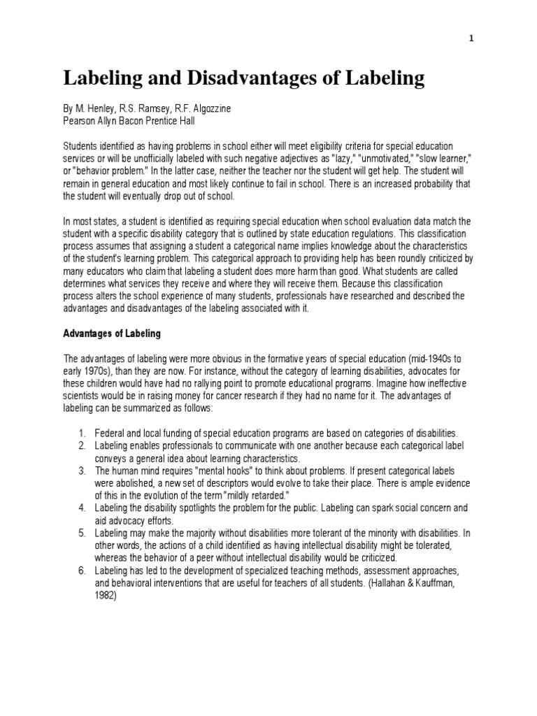 The Pros and Cons of Labeling Students: How Categorization Can Help or ...