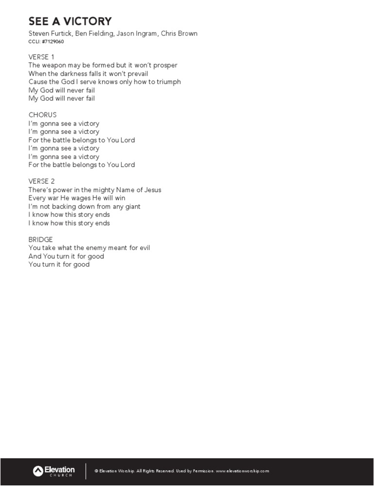 Elevation Worship - See A Victory - LYRICS PDF | PDF
