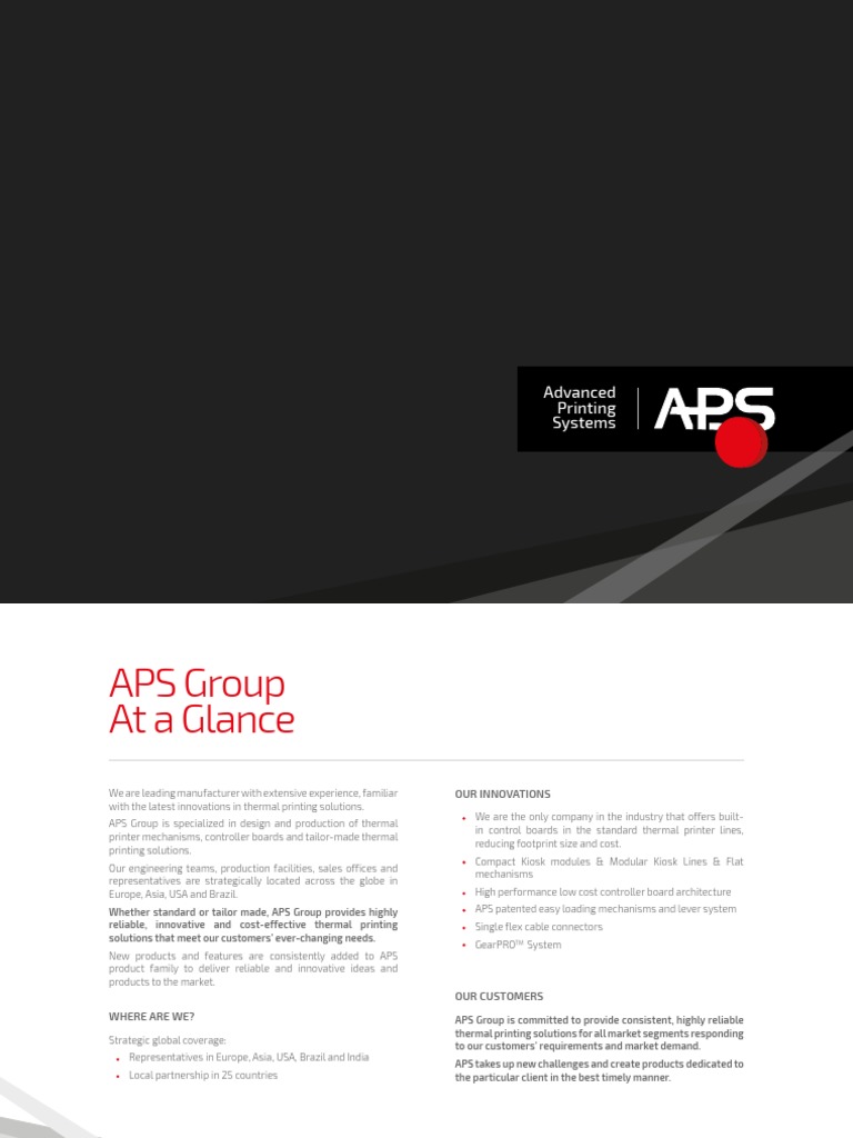 APS Group: Thermal Printing Solutions | PDF | Printer (Computing) | Volt