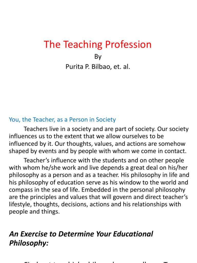 The Teaching Profession | PDF | Constructivism (Philosophy Of Education ...