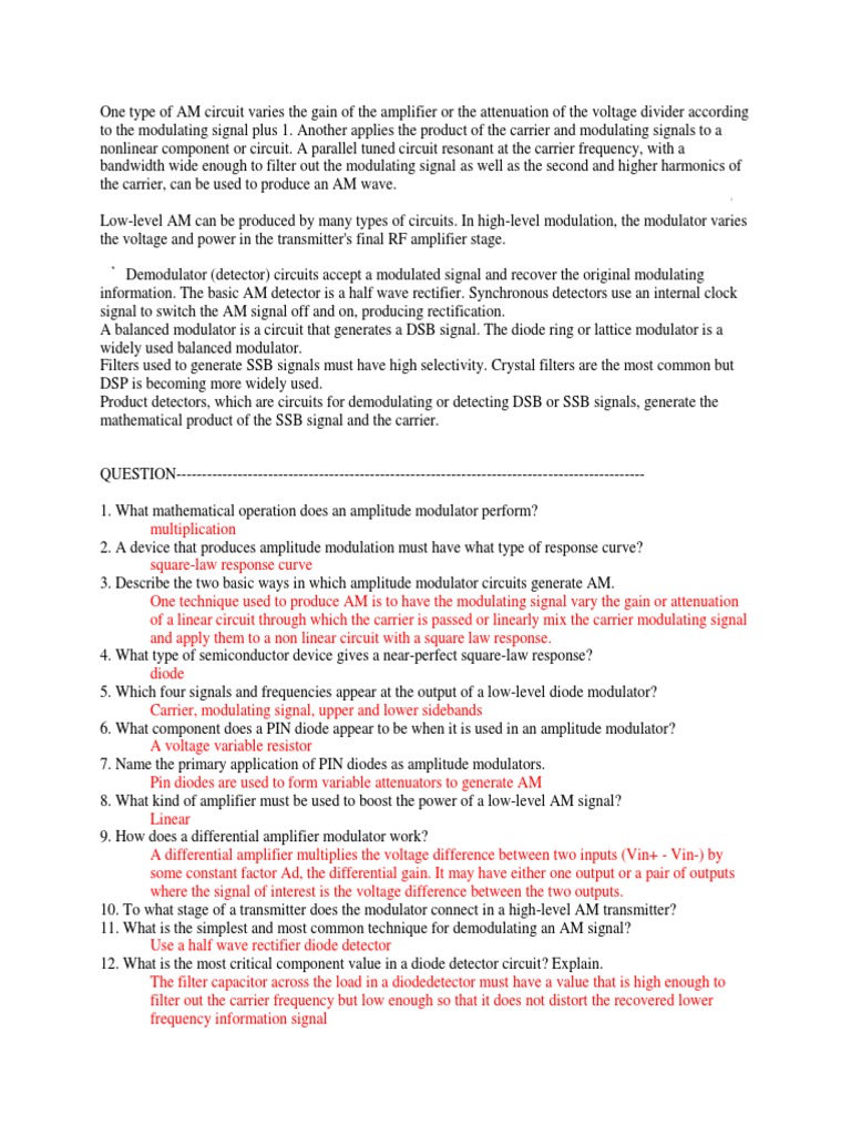 Principle of Communication by Frenzel Chapter 4 | PDF | Detector (Radio) | Modulation