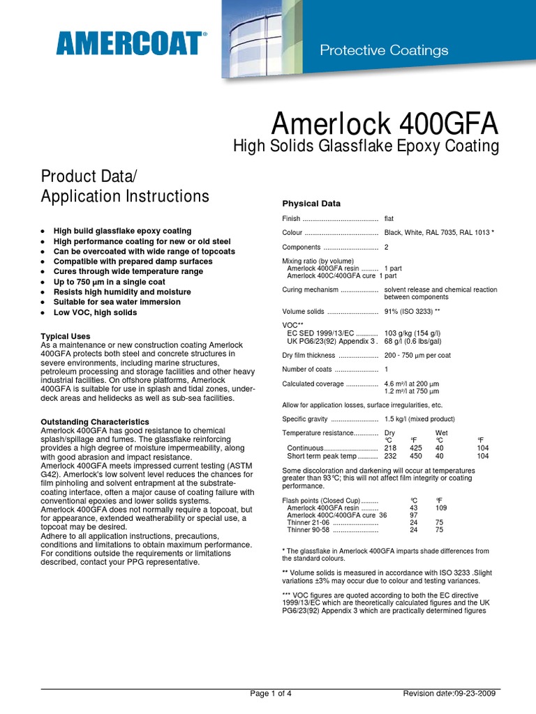 0400GF Amerlock 400 GF PDS | PDF | Materials | Chemistry