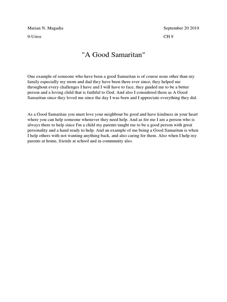 Good Samaritan | PDF | Love