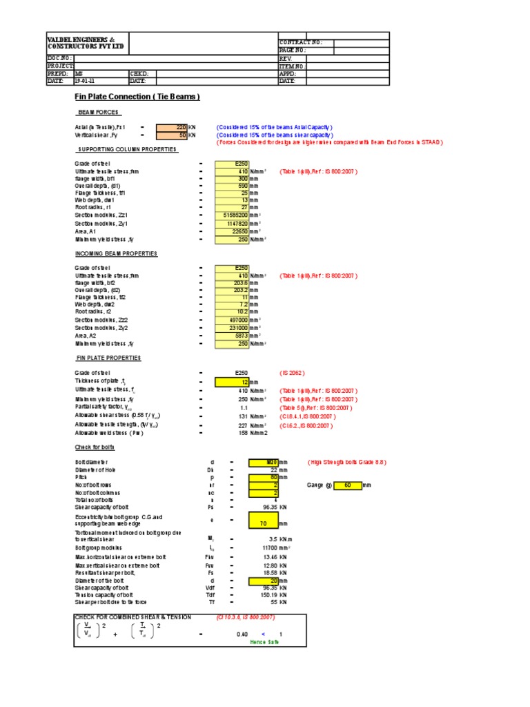 Fin Plate Connection | PDF | Beam (Structure) | Screw
