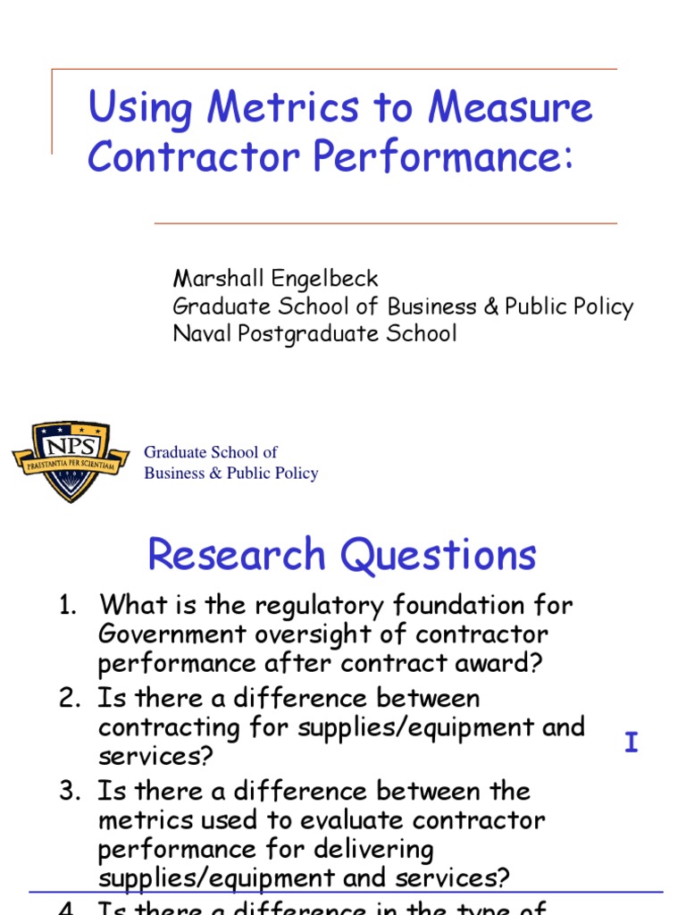 Using Metrics To Measure Contractor Performance | PDF | Performance ...