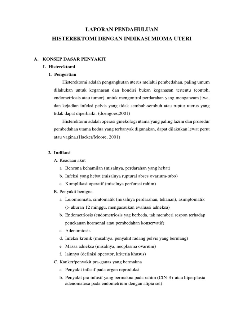 LP Fix Histerektomi Mioma Uteri | PDF