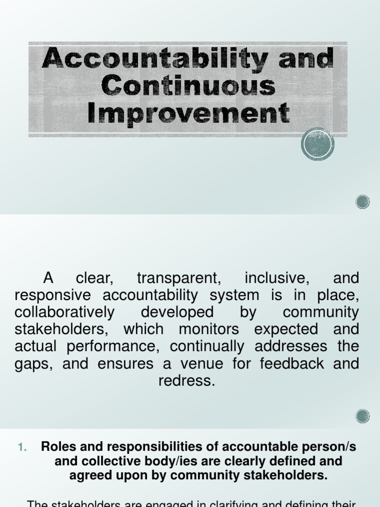 Accountability and Continuous Improvement | PDF | Accountability | System