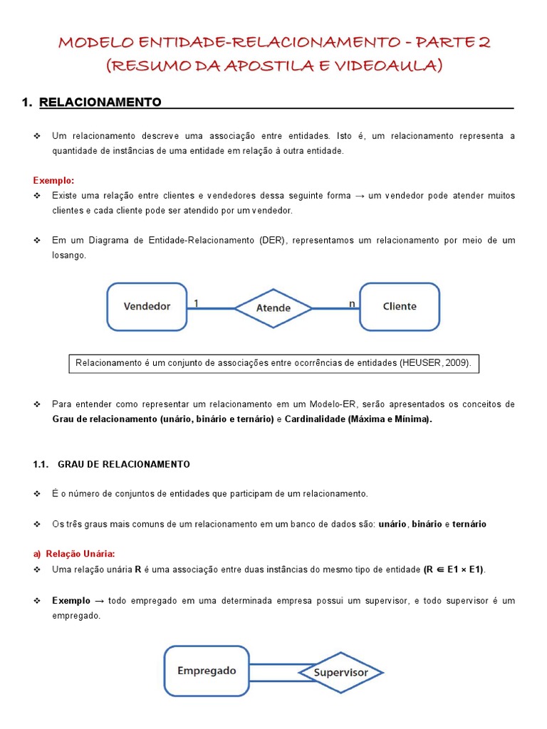 Modelo ER (Parte 2) | PDF | Conjunto (Matemática) | Computação e ...