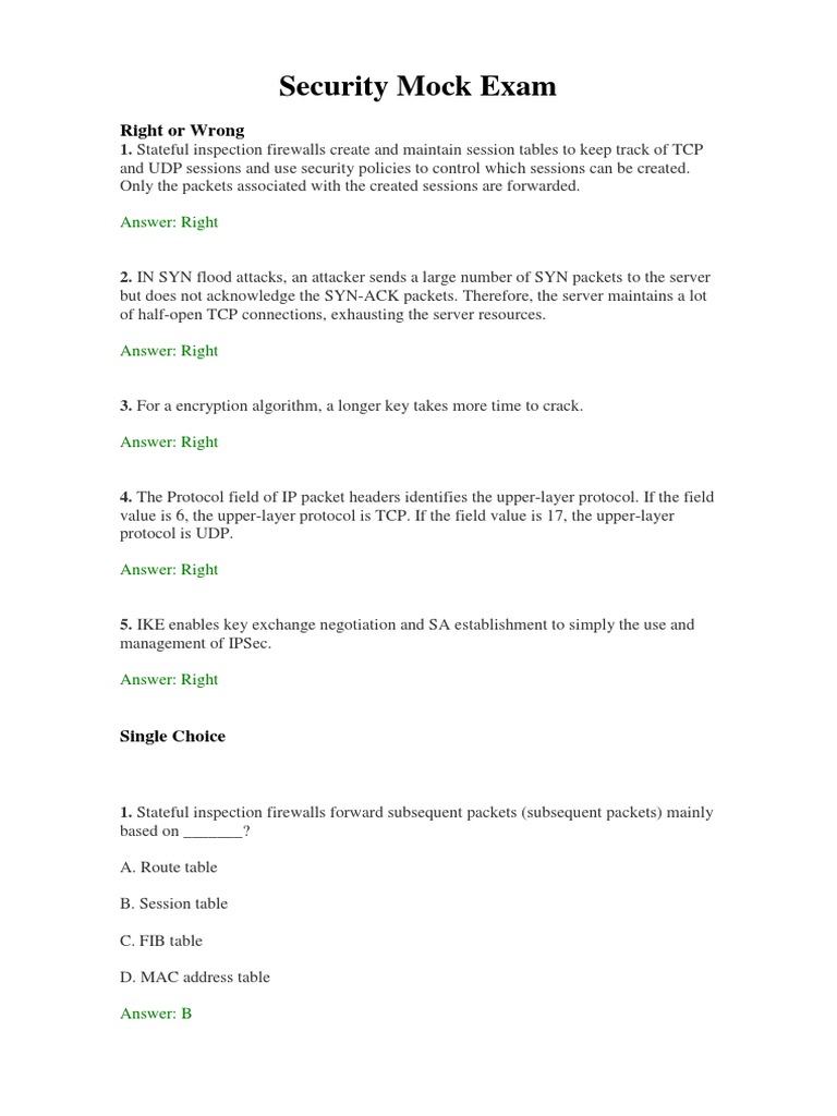 Security Mock Exam | PDF | Firewall (Computing) | Transmission Control ...