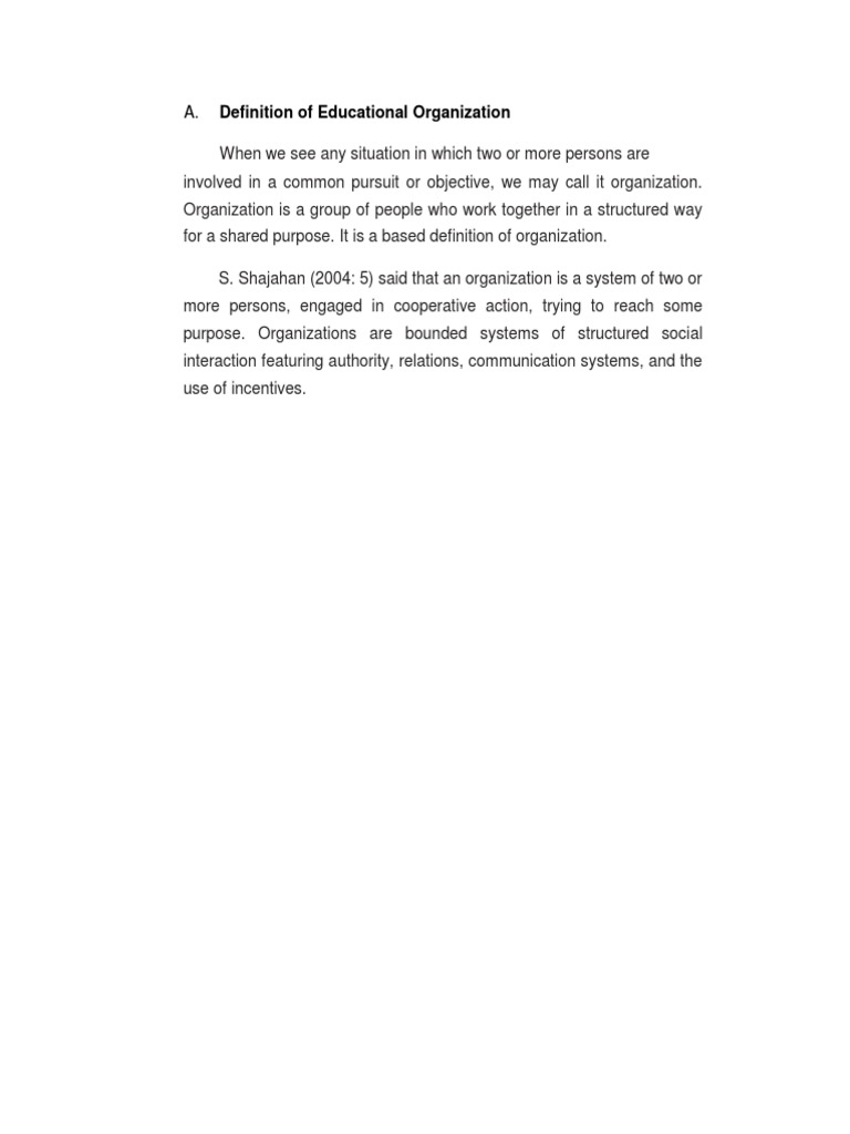 Definition of Educational Organization | PDF