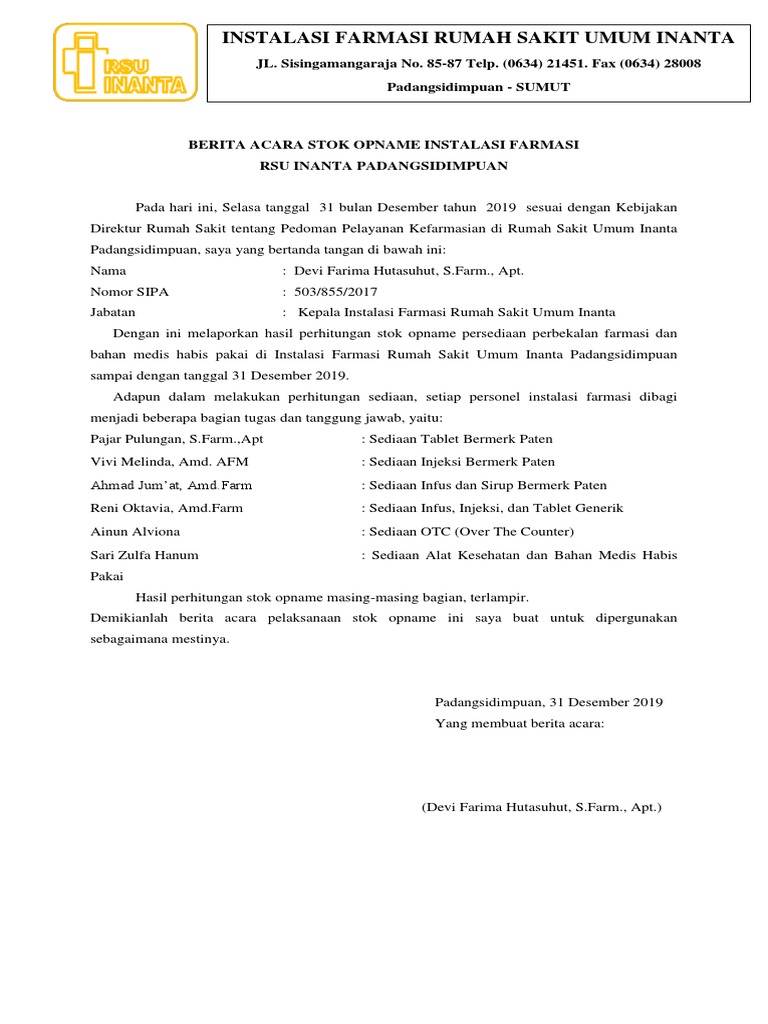 Berita Acara Stok Opname | PDF