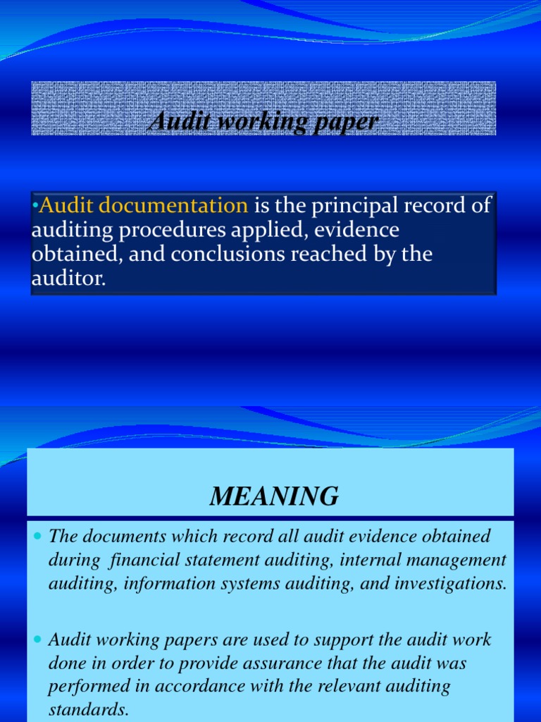 Audit Working Paper | PDF | Internal Control | Audit