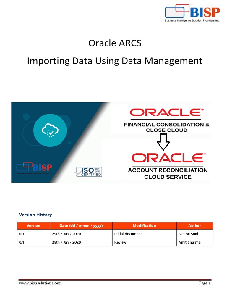 Data Load Into Arcs From Fccs Using Data Management Pdf Information Management Digital 