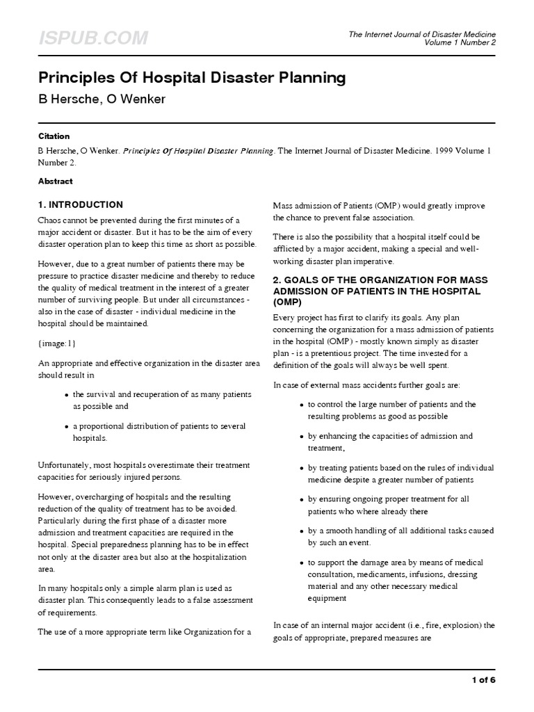 Hospital Disaster Planning | PDF | Emergency Department | Hospital