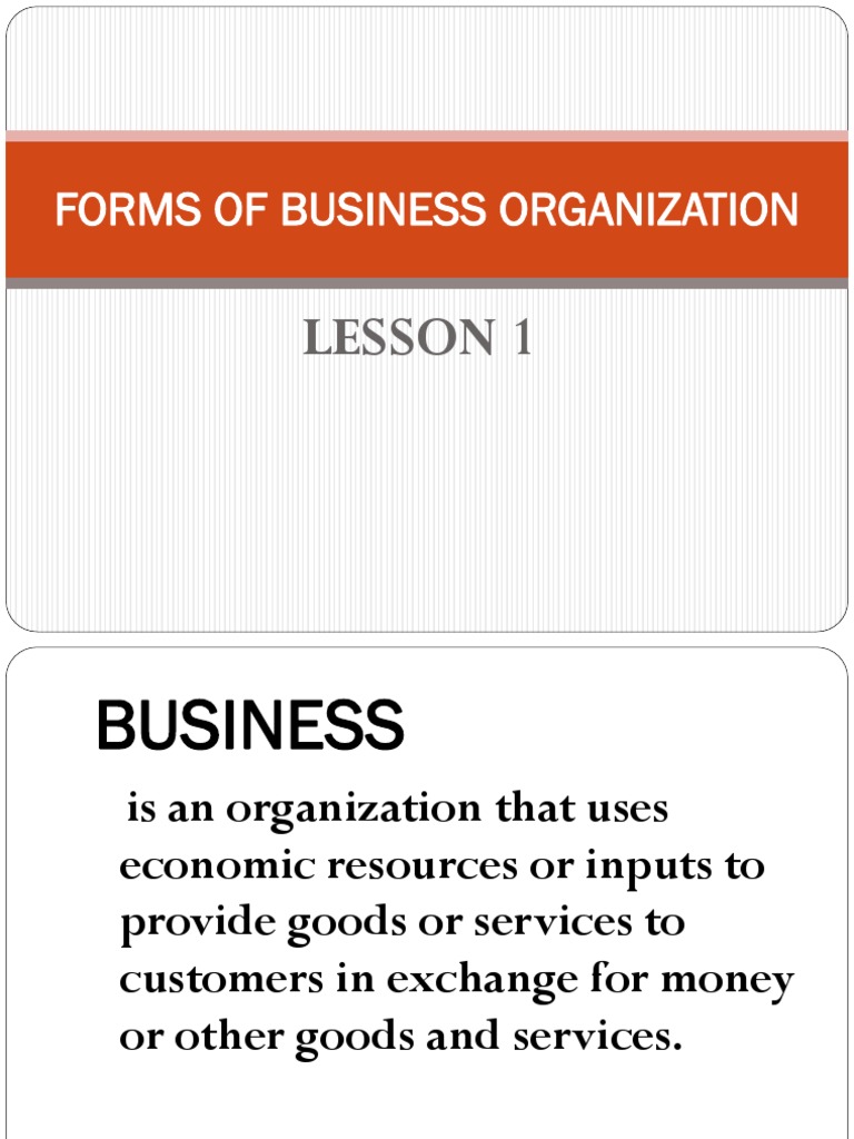 Lesson 1 FORMS OF BUSINESS ORGANIZATION | PDF | Partnership | Gross ...