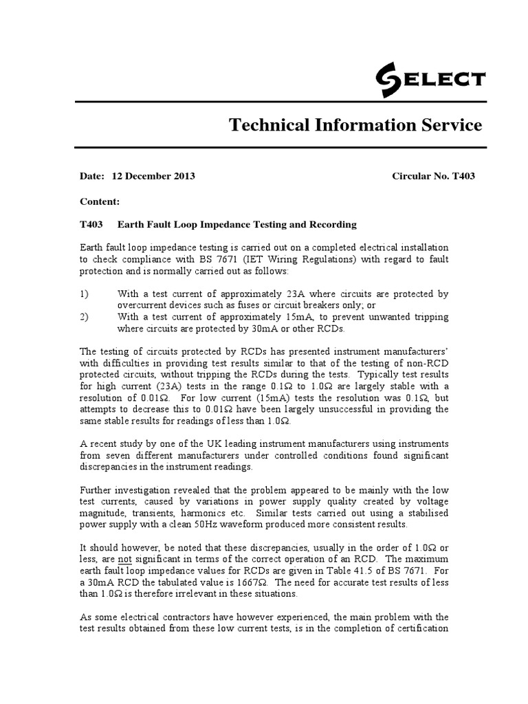 Earth Fault Loop Impedance Testing and Recording | PDF | Electric Power ...