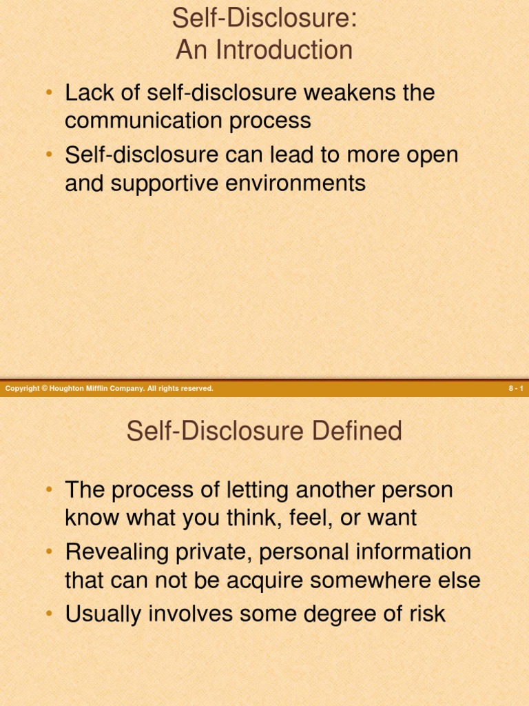 Self Disclosure | PDF | Self Awareness | Psychology