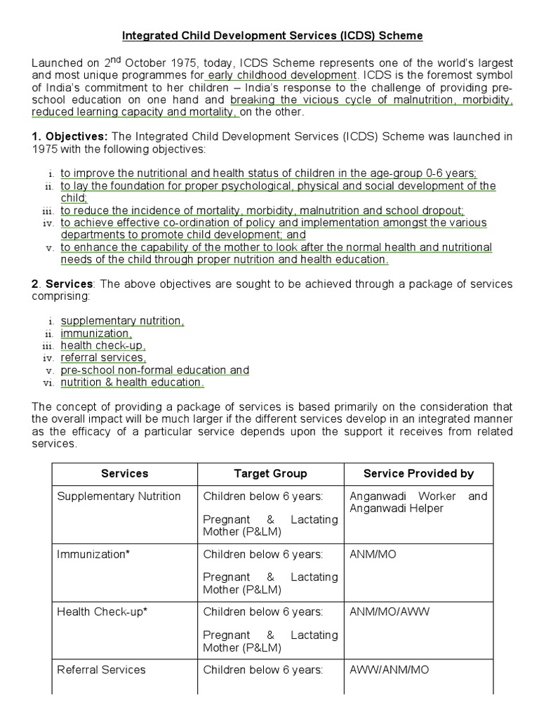 Integrated Child Development Services PDF | PDF | Health Care ...