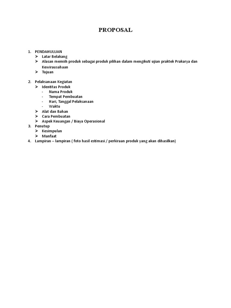 Contoh Proposal Produk Makanan Olahan | PDF
