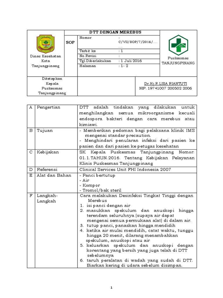SOP DTT Dengan Merebus | PDF