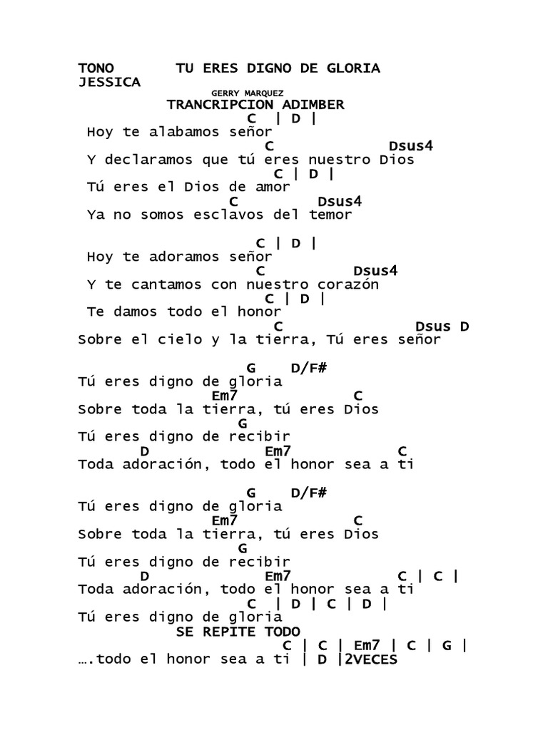 Tu Eres Digno de Gloria | PDF