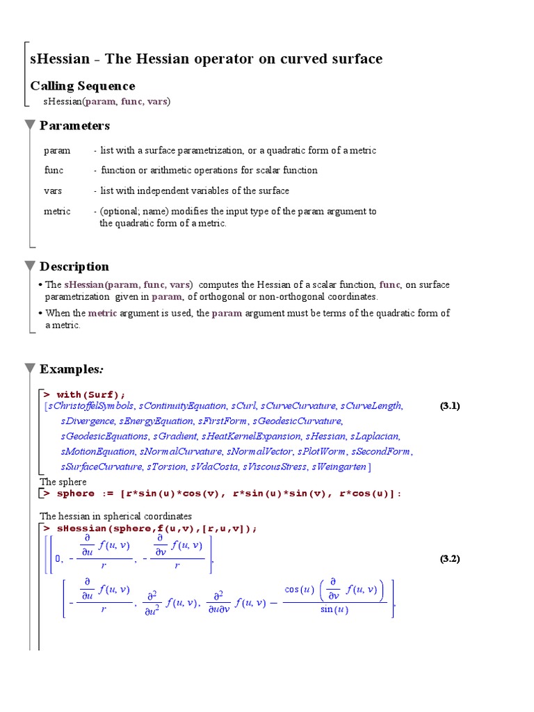 Hessian With The Surf Maple Package | PDF | Mathematical Analysis ...