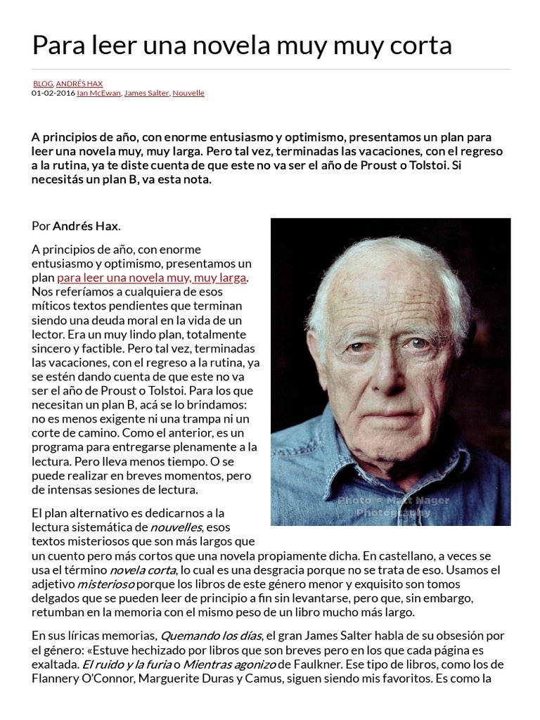 Novelas cortas: una lectura intensa | PDF | Novelas | Libros