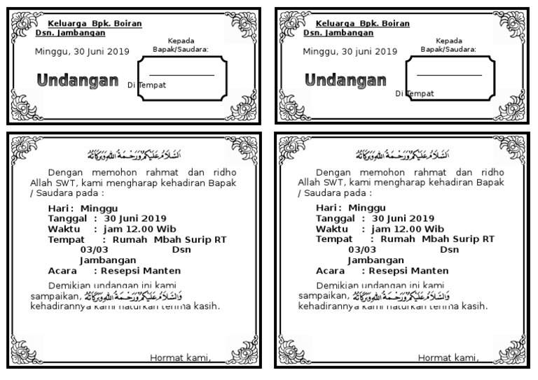 Undangan Manten | PDF