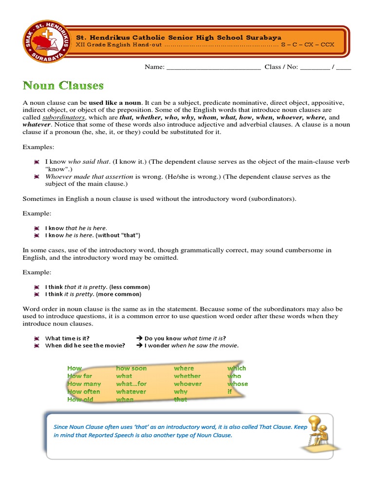 Noun Clause | PDF | Clause | Philology