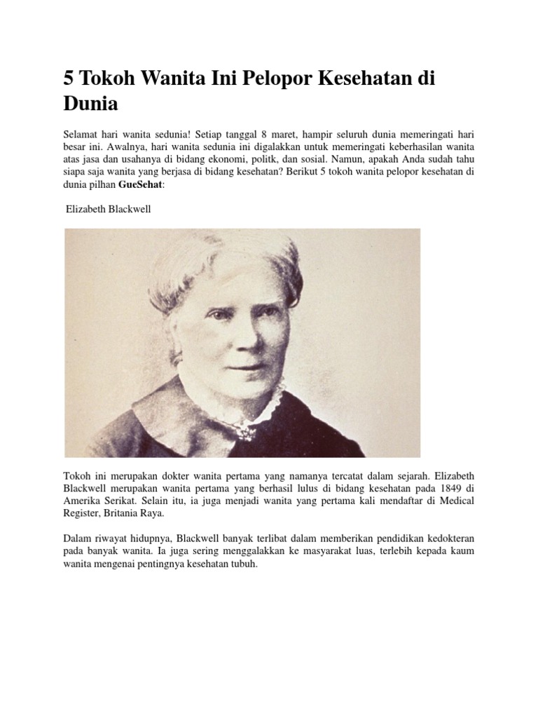 5 Tokoh Wanita Ini Pelopor Kesehatan Di Dunia | PDF
