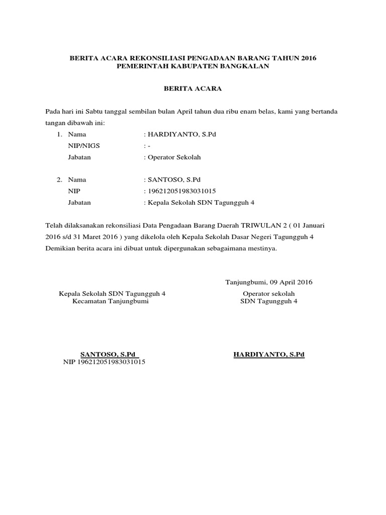 BERITA-ACARA-REKONSILIASI-TW-1-tagunggu 4 | PDF