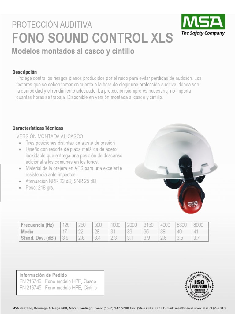 Ficha Proveedor Fono Adosable Al Casco Msa Xls 60341 | PDF | Tecnología