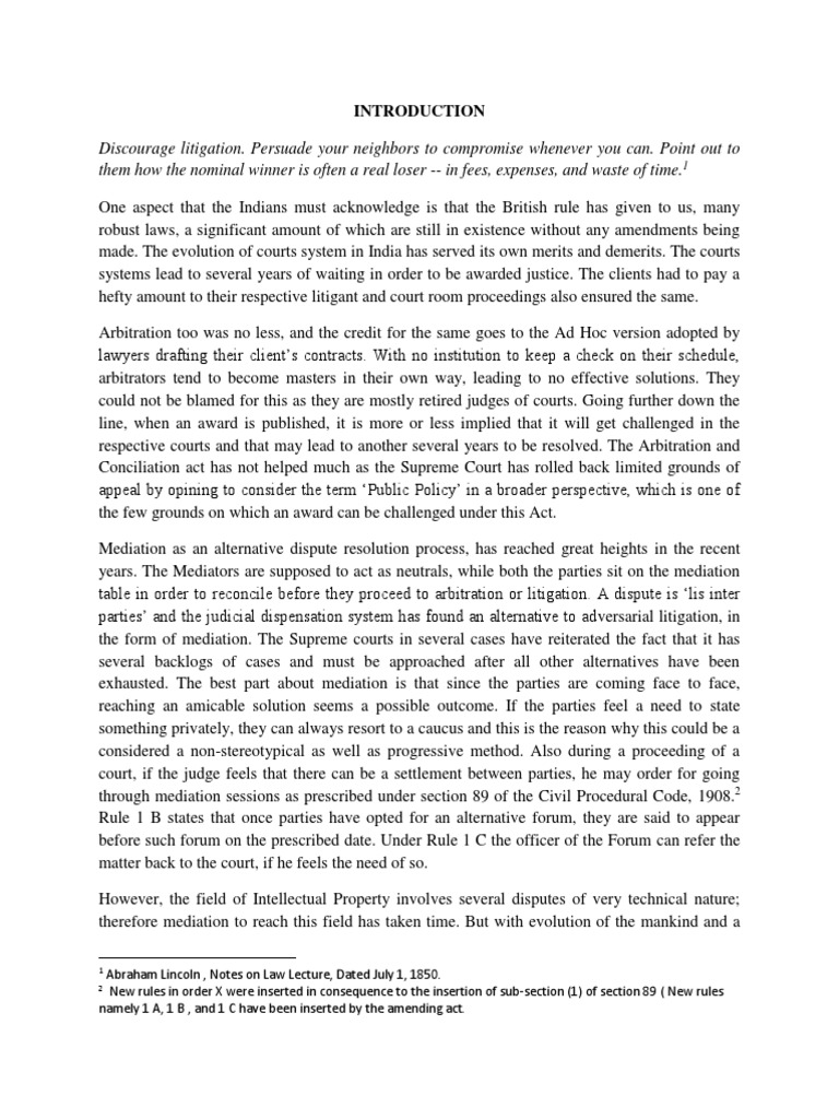 Mediation in IPR Disputes | PDF | Mediation | Intellectual Property