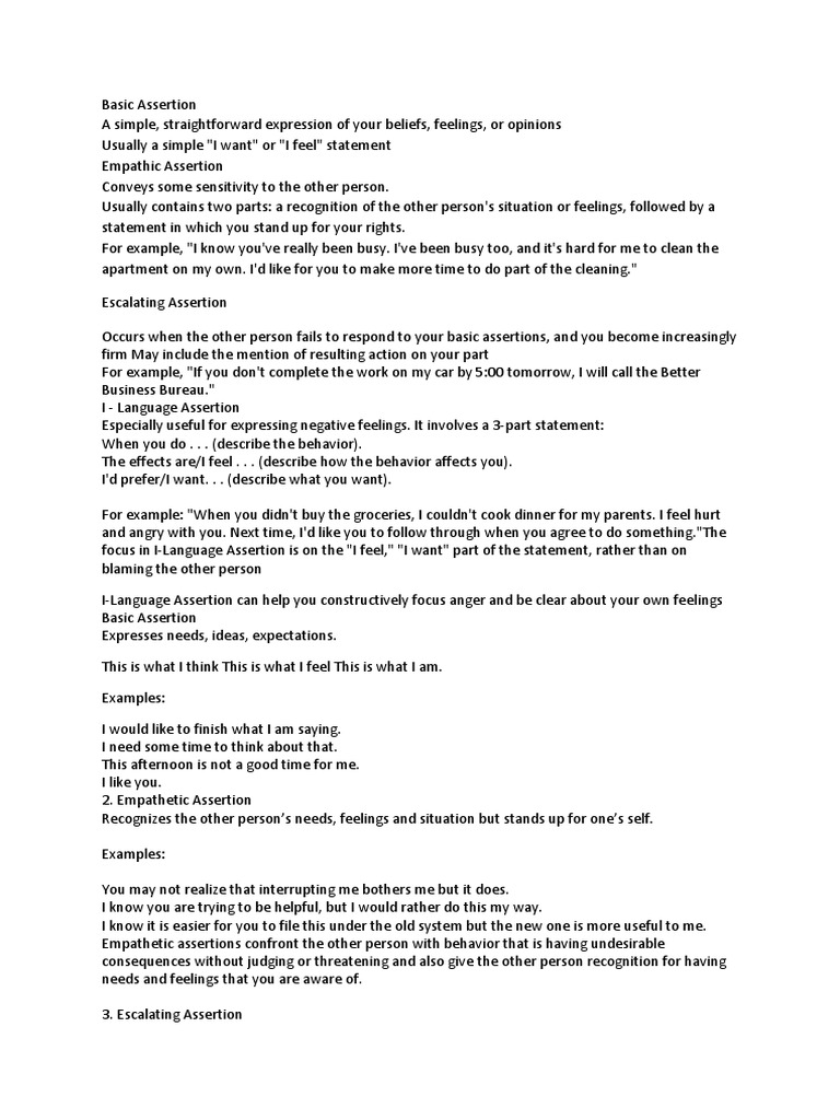 Basic Assertion.docx | Empathy | Anger