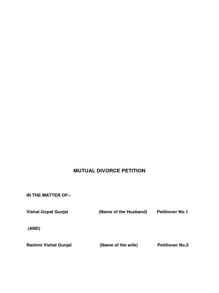 Mutual Divorce Petition | PDF | Divorce | Alimony