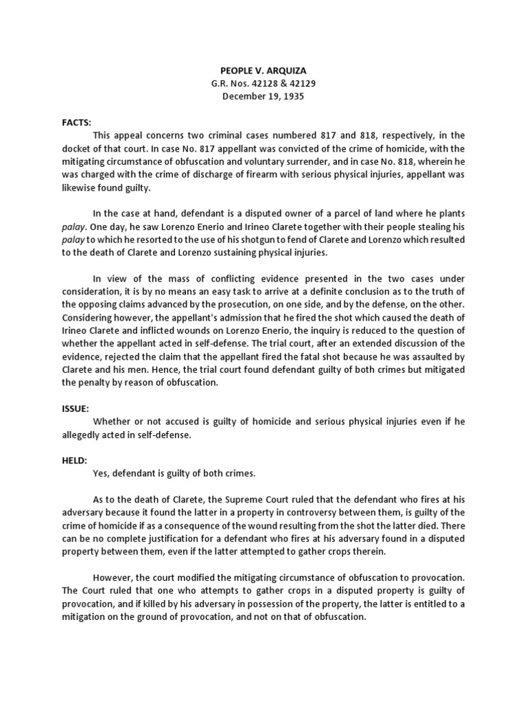 19 People-V-Arquiza | PDF | Mitigating Factor | Crime & Violence