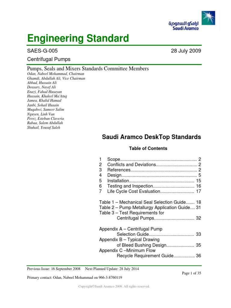Saes G 005 PDF | PDF | Pump | Pipe (Fluid Conveyance)