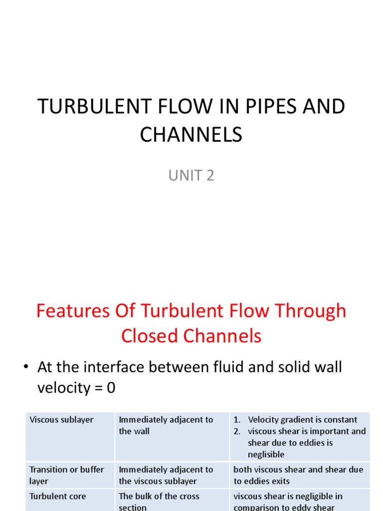 U-2-Turbulent Flow in Pipes and Channels PDF | PDF | Reynolds Number ...