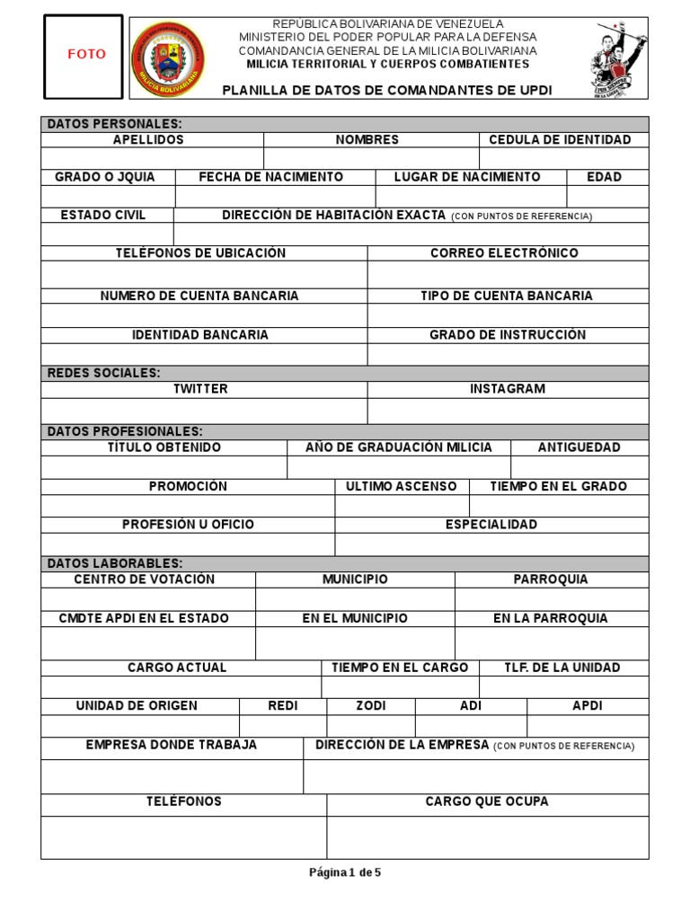 PLANILLA DE DATOS DE COMANDANTES DE UPDc | PDF