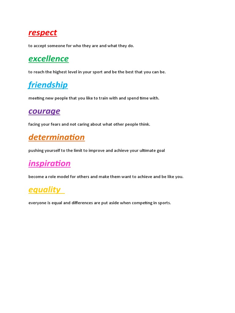 Core Values in Sportsmanship | PDF