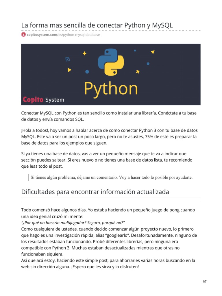La Forma Mas Sencilla de Conectar Python y MySQL | PDF | SQL | Mi sql