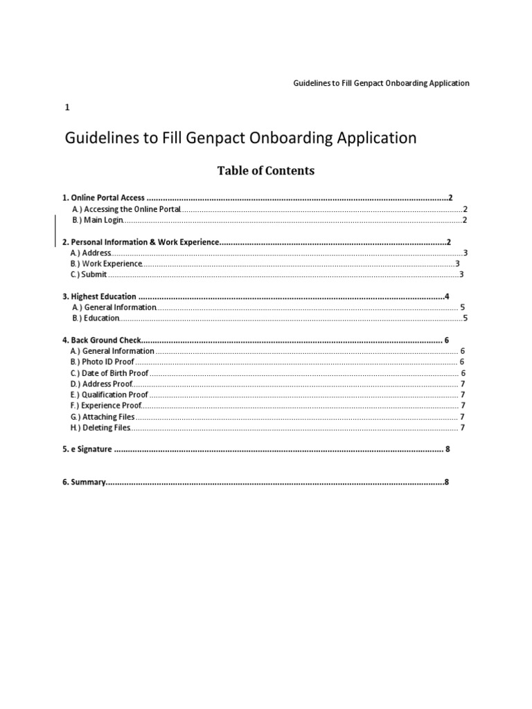 Guidelines To Fill Genpact Onboarding Application | PDF | Identity ...