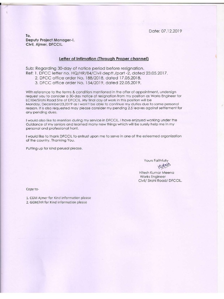 Intimation Letter PDF | PDF